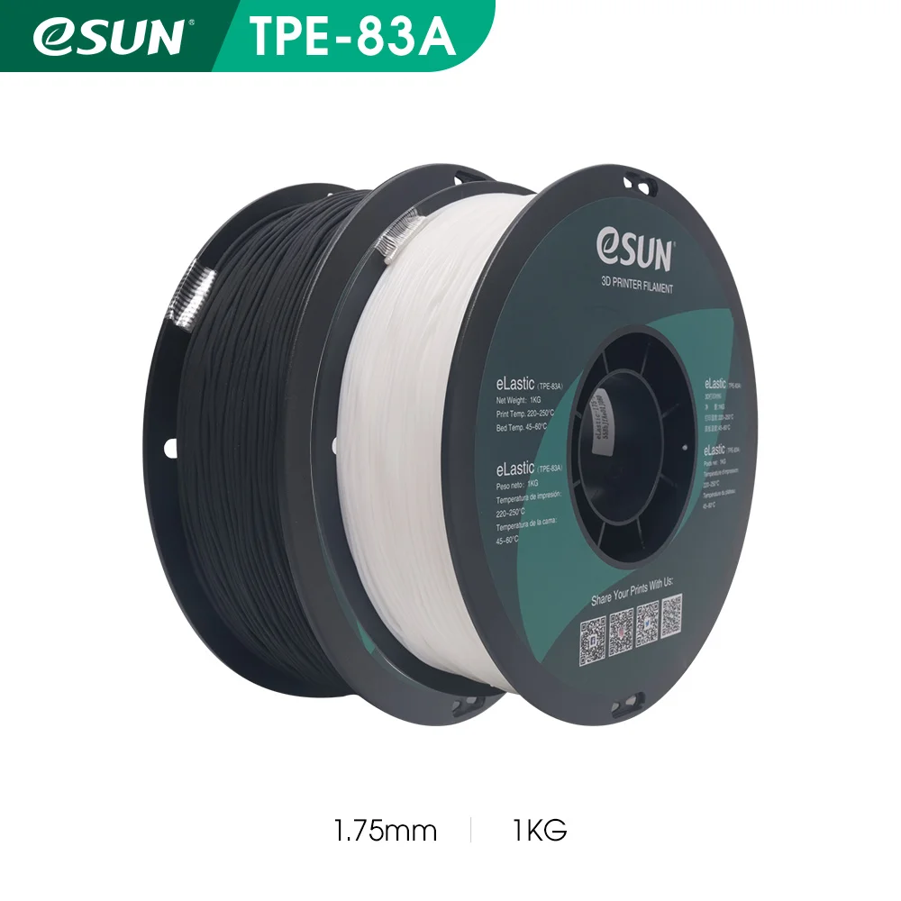eSUN 3D Printer Flexible TPE 83A Filament 1.75mm Dimensional Accuracy ...