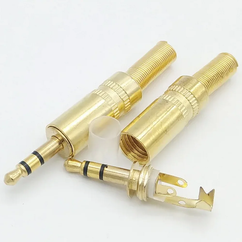 10pcs 3.5mm Earphone plug 3Pole Gold-plated Wire Connector Fit for 5mm ...