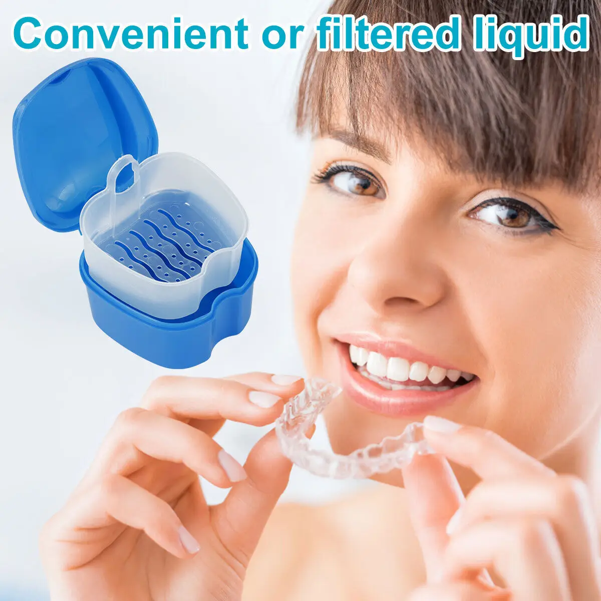 Denture Case Denture Bath Box False Teeth Cleaning Nursing Storage Box ...