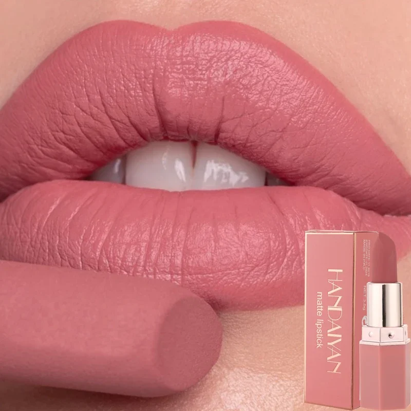 Matte-Lipstick-Bean-Paste-Pink-Color-Lips-Makeup-Waterproof-Long ...
