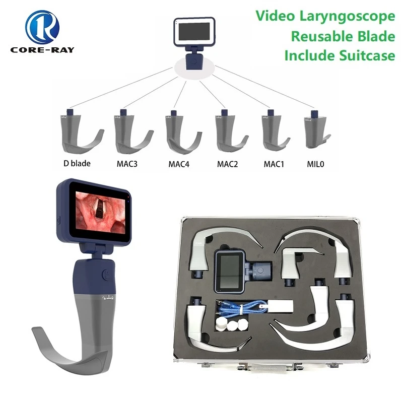 Reusable Sterilizable Blades Anesthesia Video Laryngoscope Color TFT ...