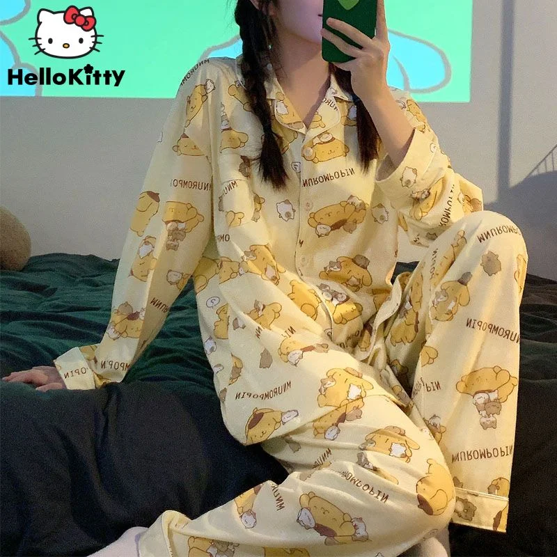 Sanrio-Pom-Pom-Purin-Spring-Home-Clothes-Women-Pajamas-Matching-Set ...