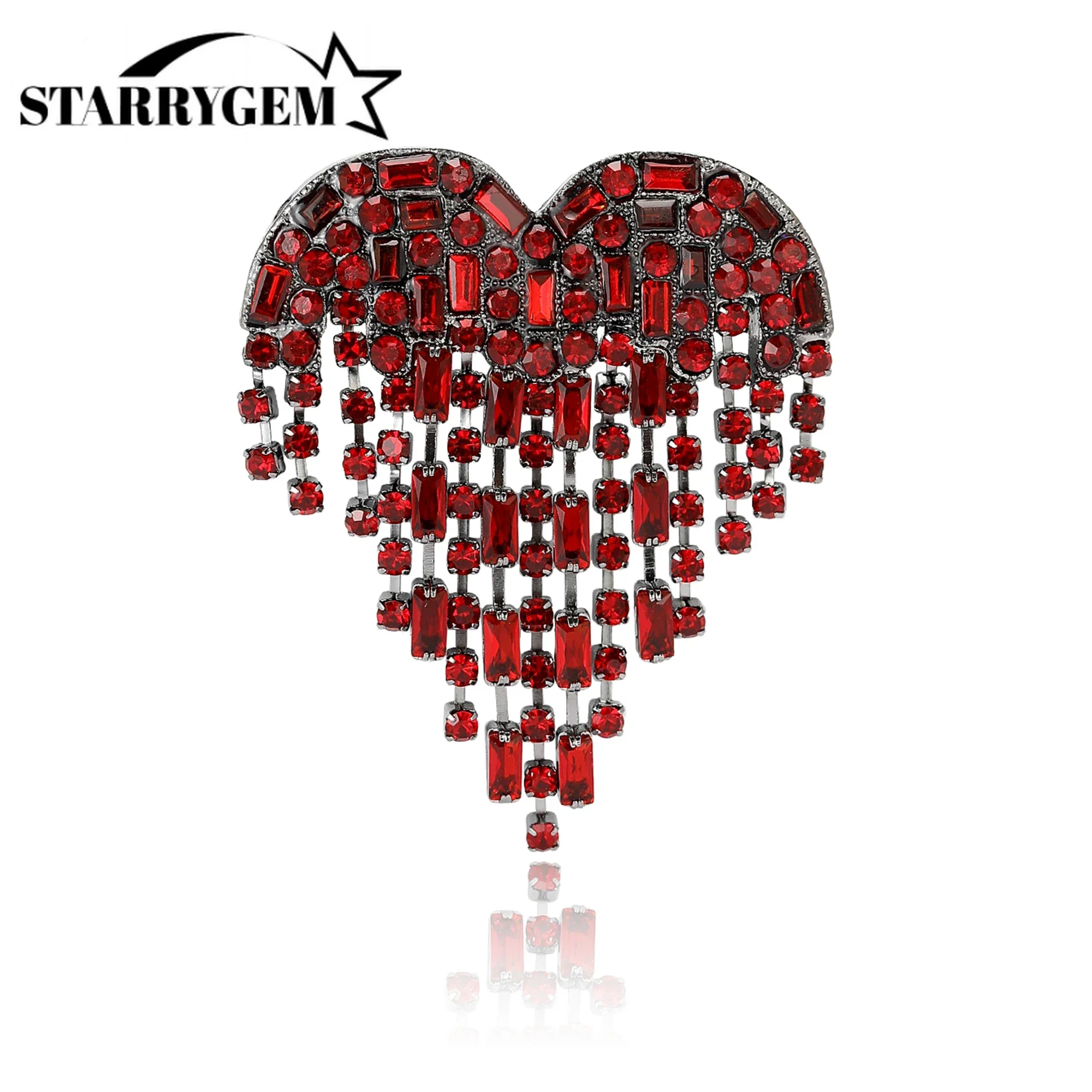 Trendy-Rhinestone-Love-Brooches-for-Women-2-color-Tassel-Catch-Chain ...