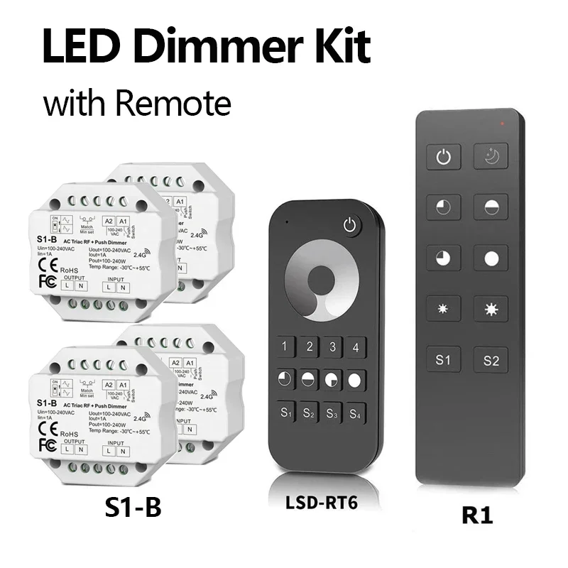 S1-B-Triac-Dimmer-AC100-240V-Output-RF2-4G-Remote-Controller-4-ZONE-RT6 ...