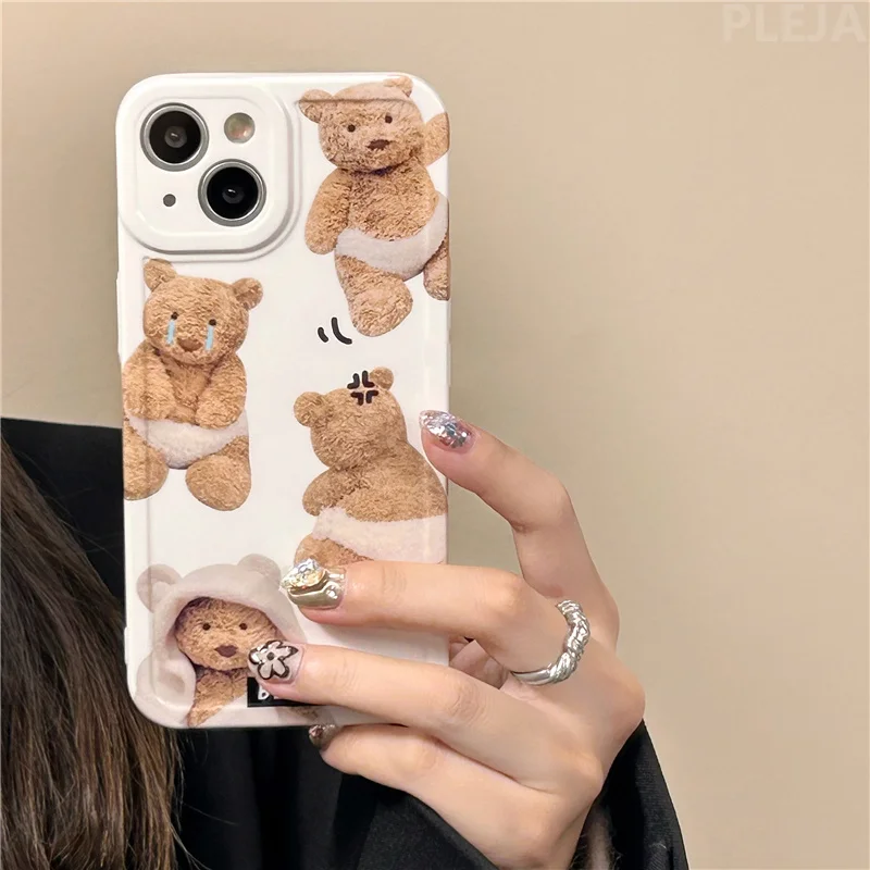 Coque de téléphone ours brun qui pleure pour femmes et filles, étuis élaborées de protection ...
