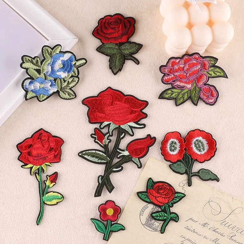 1pcs Mix Flowers Patch for Clothing Iron on Embroidered Sew Applique ...