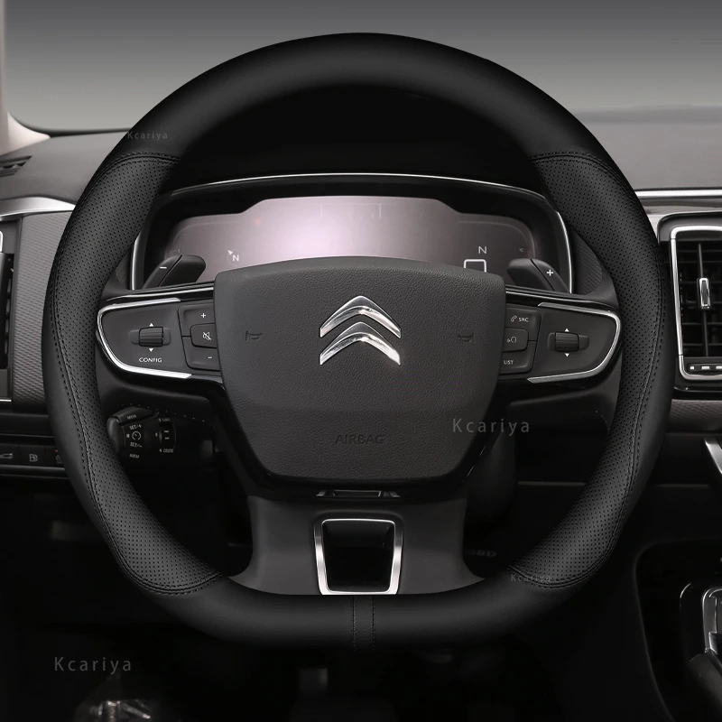 38cm-Anti-slip-leather-carbon-fiber-steering-wheel-cover-for-Citroen-C1 ...