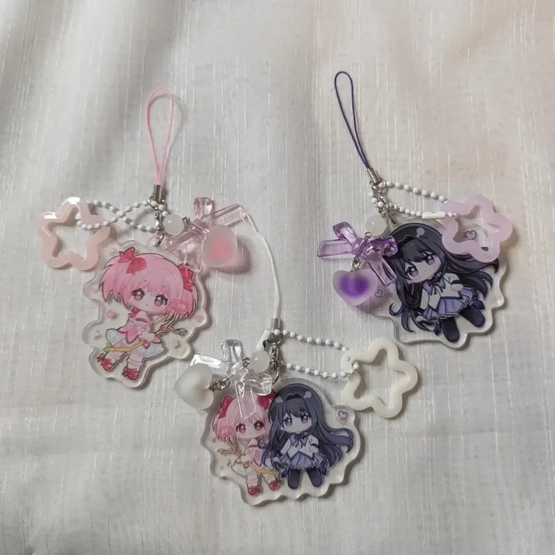 Homura and Madoka acrylic keychain Anime Madoka Magica Coquette ...