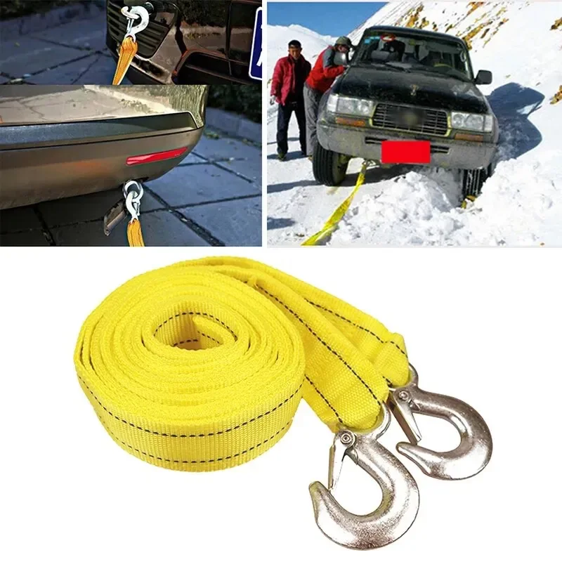 4M Heavy Duty 5Ton Car Tow Cable Towing Pull Rope Strap Hooks Van Road ...