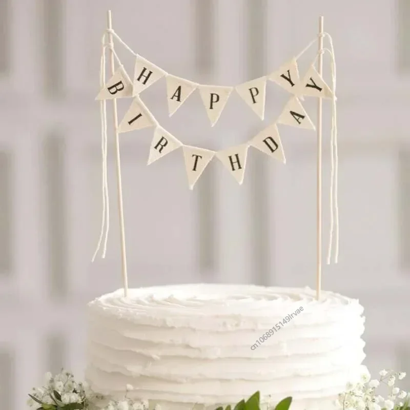 Birthday Cake Flag Topper Baking Decor Happy Party Birthday Decor With ...