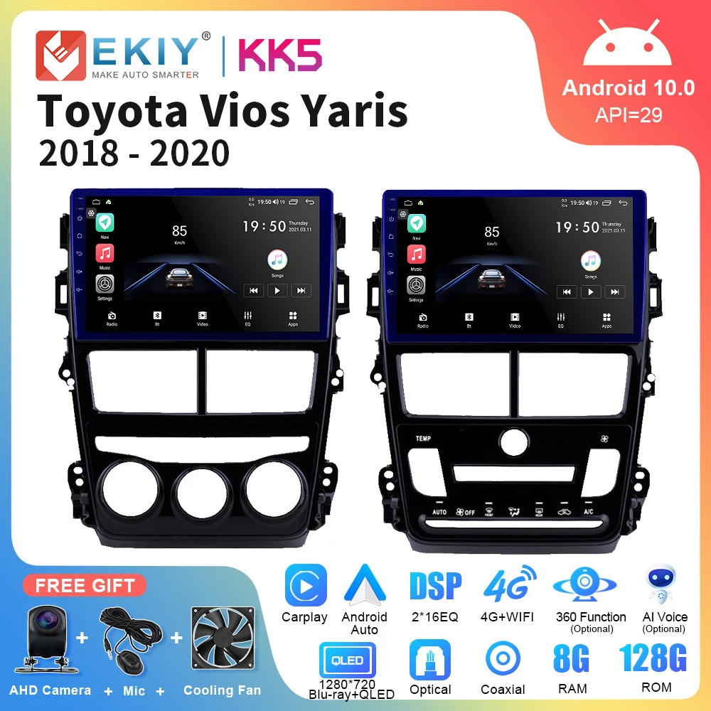 EKIY KK5 8G 128G Android Car Radio For Toyota Vios Yaris 2018 2019 2020 ...