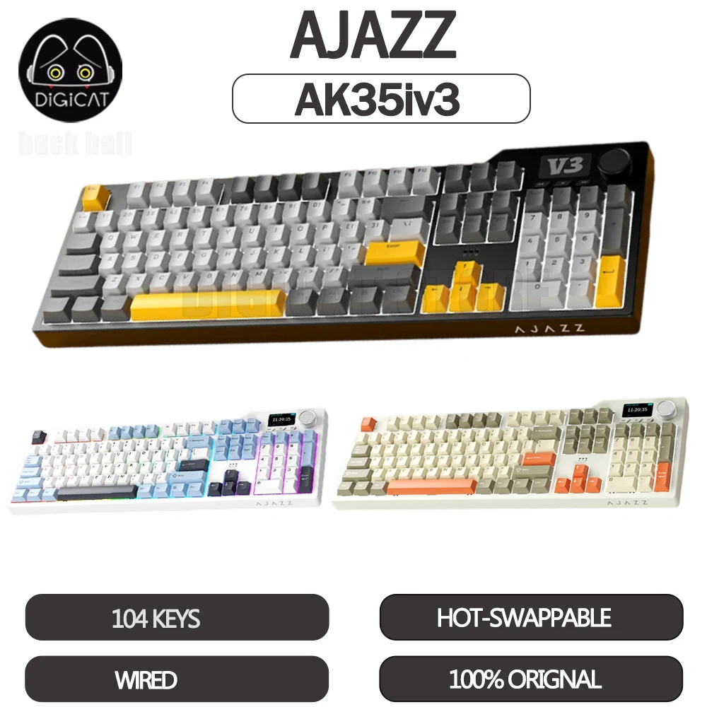 AJAZZ-AK35iv3-Mechanical-Keyboard-Wired-3Mode-Usb-2-4G-Bluetooth-Wireless-Keyboards-Hot-Swap-RGB ...