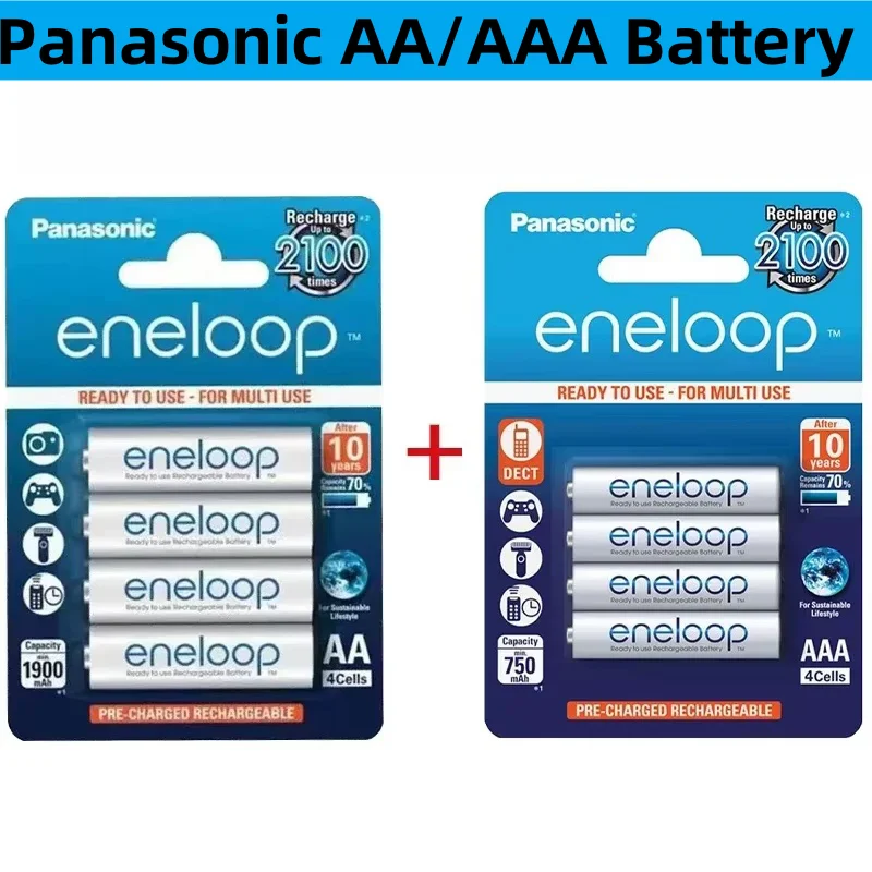 original Panasonic AA Rechargeable Battery AAA 1.2v 1900mAh 800mAh pre ...