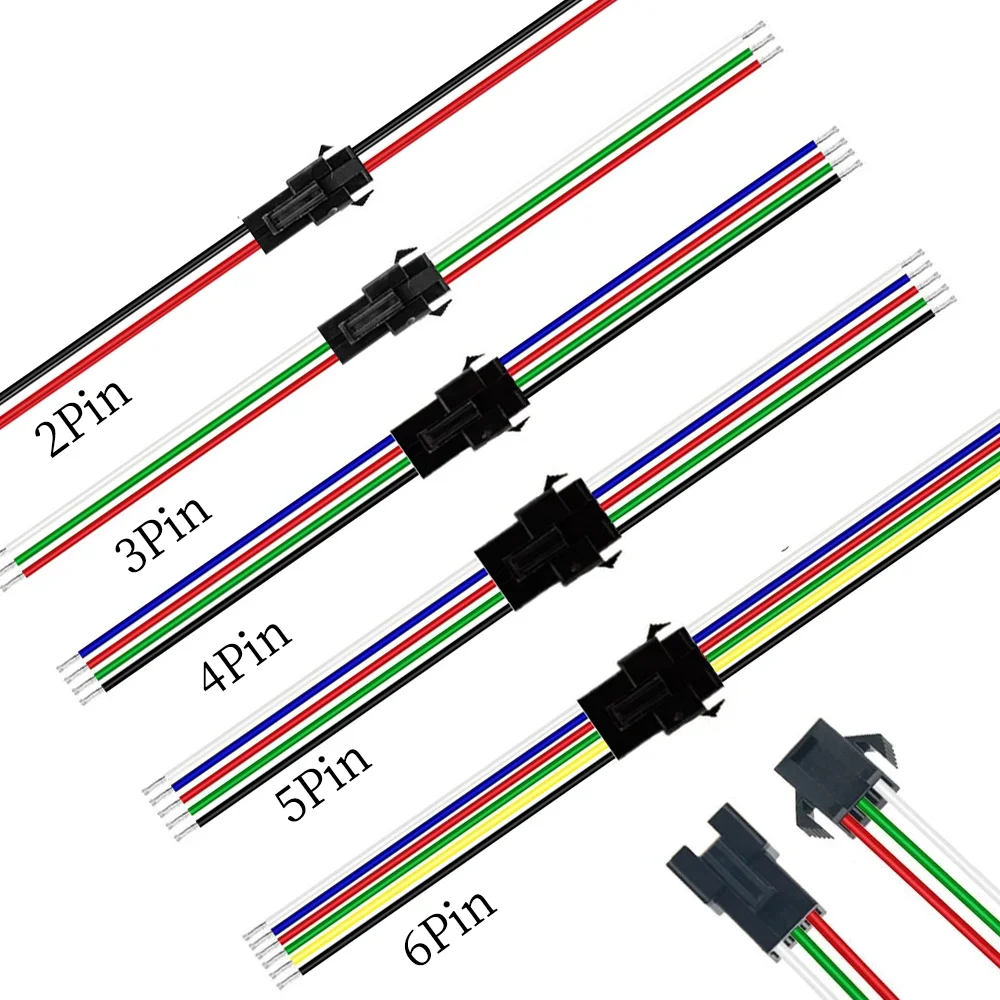 LED-JST-Connector-Male-And-Female-2-3-4-5-6pin-plug-connectors-Wire ...