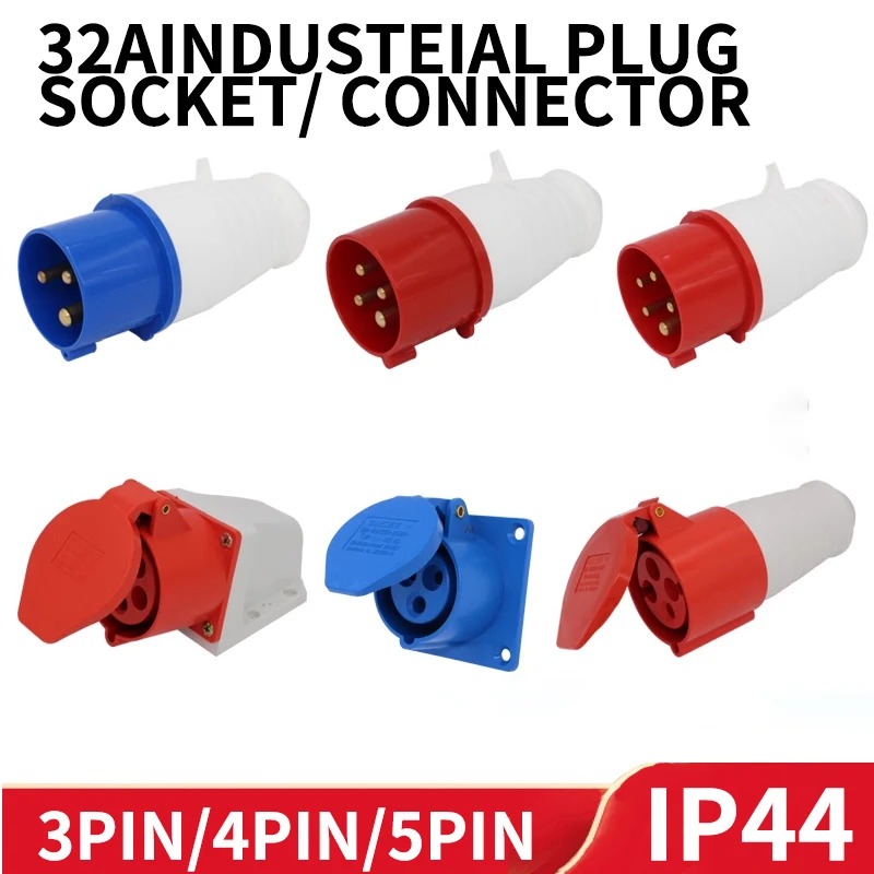 Industrial Plug and Socket 3P/4P/5Pin Electrical Connector 32A ...