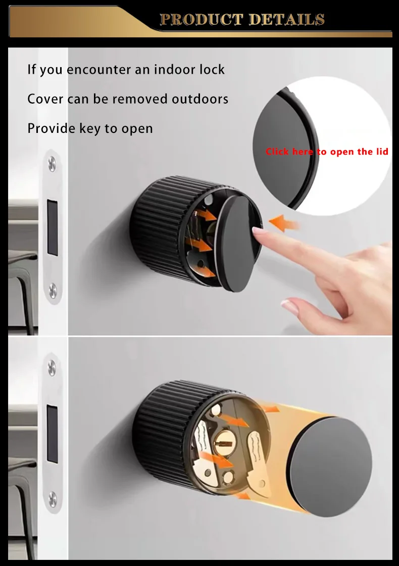 2024 Minimalist Round Ball Magnetic Door Lock Indoor Door Hidden Key ...