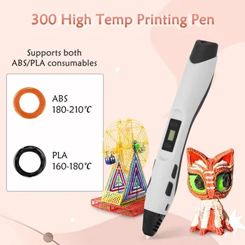Multifuntional 3D Printing Pen with LED Screen 2pcs 5M PLA Filament ...