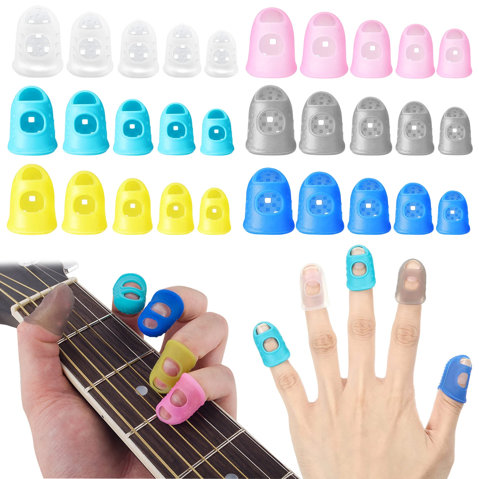 30-Pcs-Silicone-Guitar-Fingertip-Protection-Press-Accessories ...