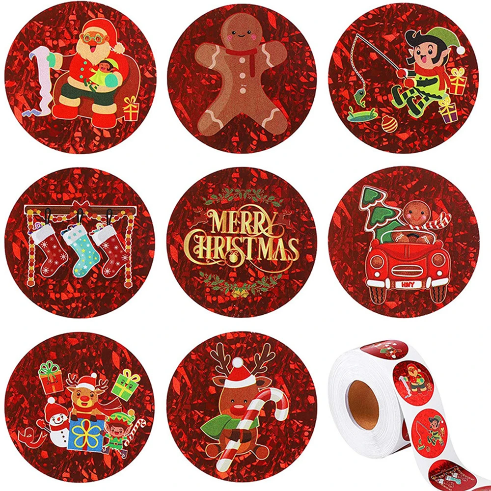 50-500pcs-Red-Christmas-Gift-Box-Stickers-Package-Santa-Baking-Seal ...