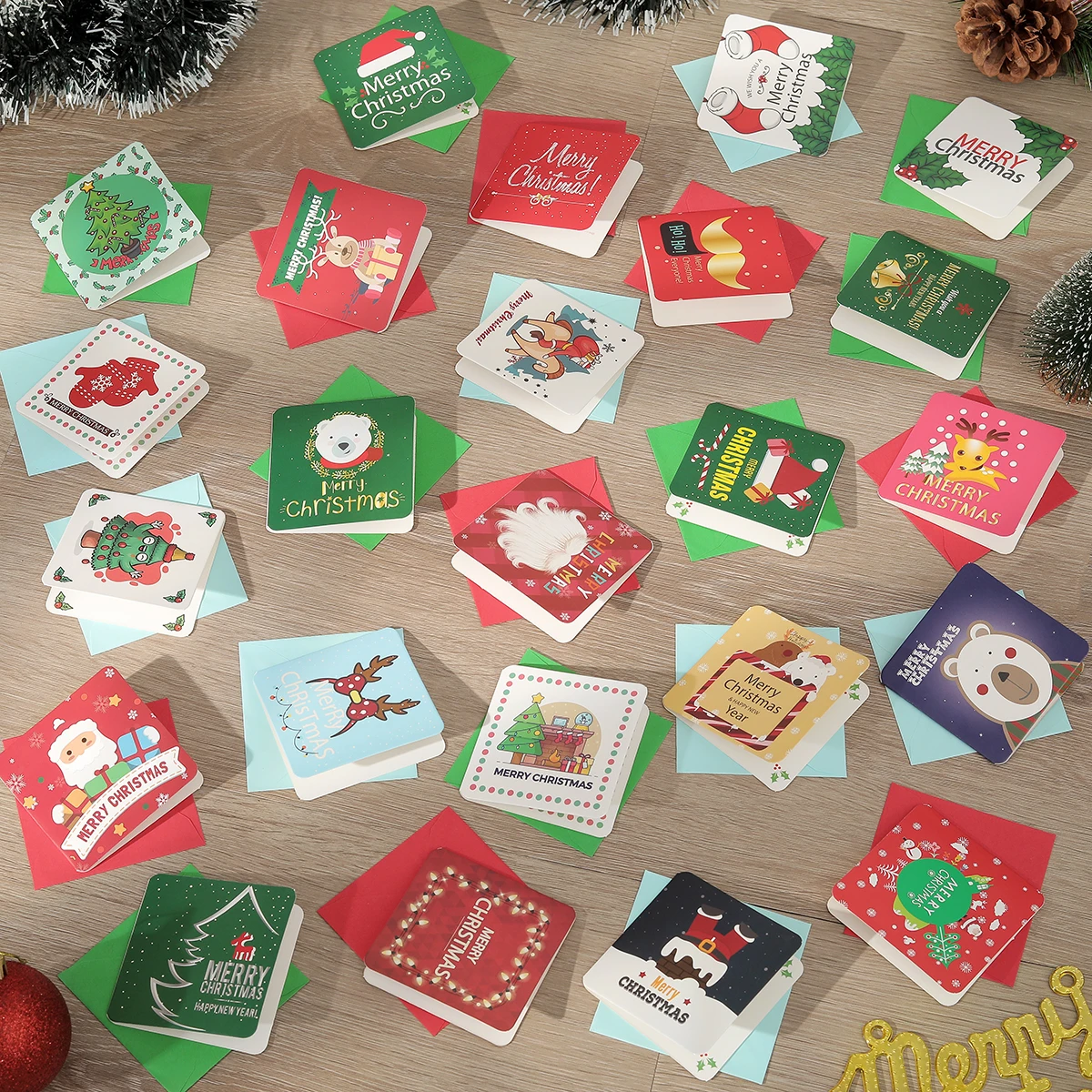 24pcs-Christmas-Eve-Christmas-card-trumpet-mini-blessing-thank-you ...