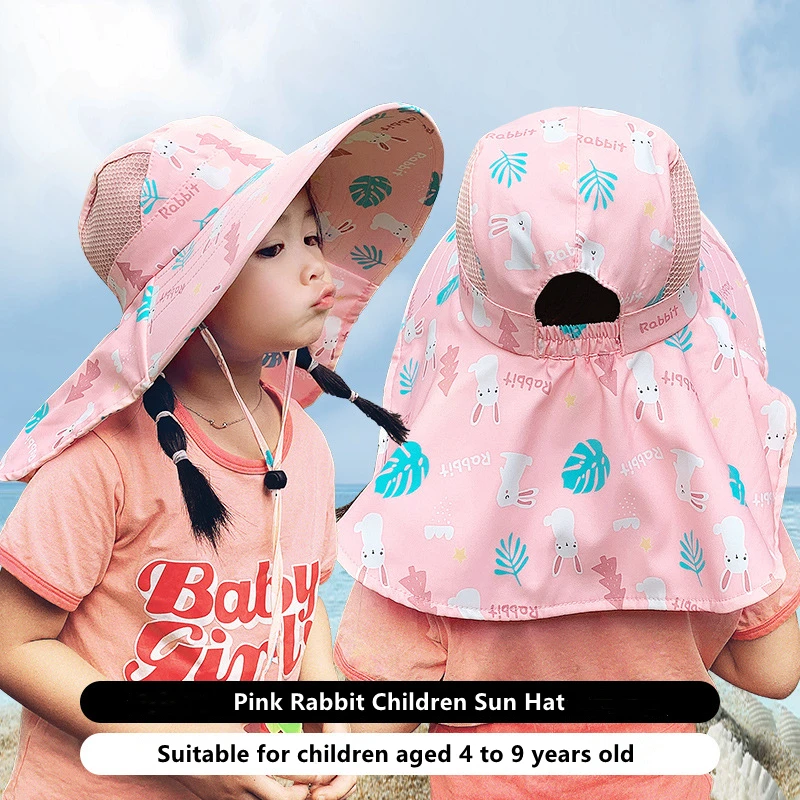 Children Sun Hat Summer Kids Outdoor Neck Ear Cover Anti UV Protection ...