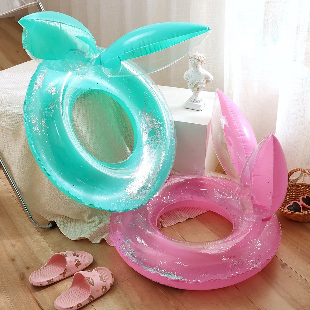 70/90 Hot Rabbit Ear Mermaid Inflatable Swimming Rings Laps Pool Party ...