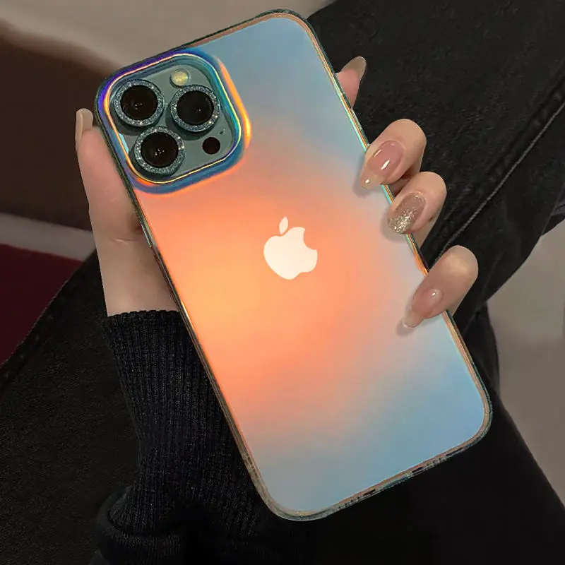 Fashion-Matte-Aurora-Laser-Gradient-Phone-Case-For-iPhone-13-12-11-14 ...