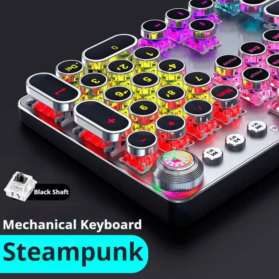 EWEADN TK100 Ergonomic Mechanical wired Keyboard,104 Keys,Retro ...