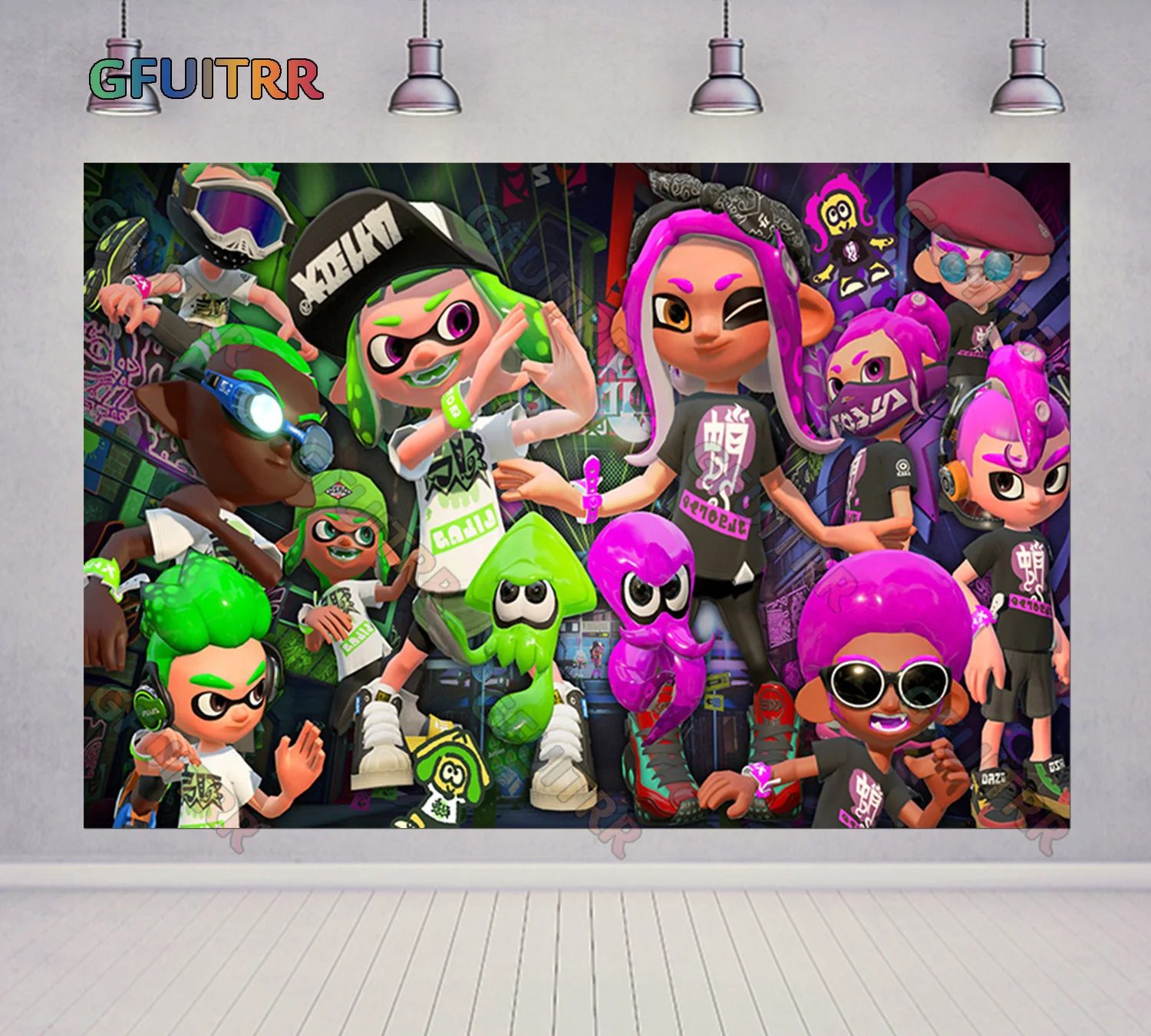 GFUITRR Splatoon Backdrop Kids Birthday Party Photography Backgrounds ...