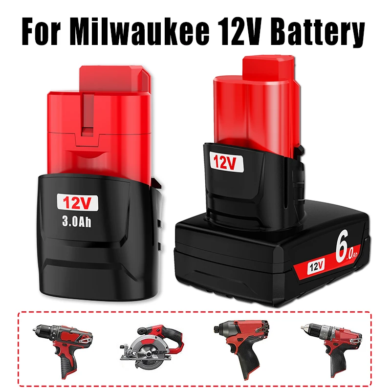 12V-3-0Ah-6-0Ah-Rechargeable-Battery-For-Milwaukee-M12-XC-Cordless ...