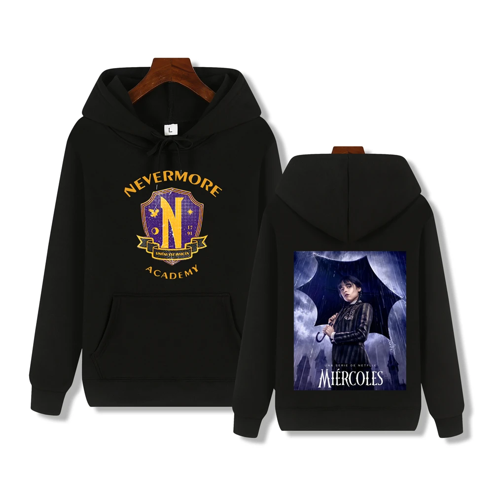 Nevermore Academy Black Hoodie – Miércoles Back Print - Online Merch ...