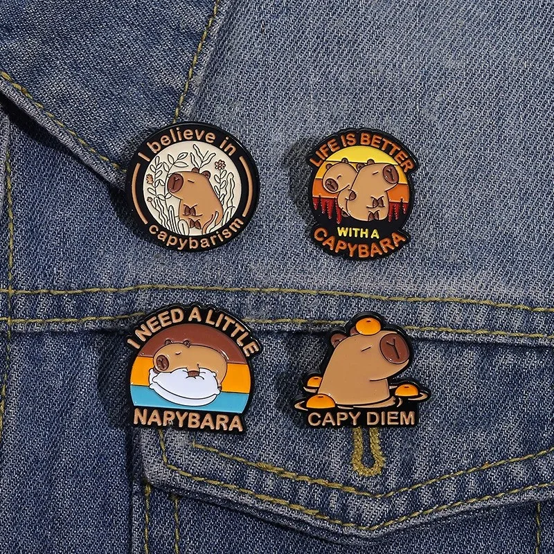 I believe in Capybara Enamel Pins Cute Animal Metal Brooches Lapel ...