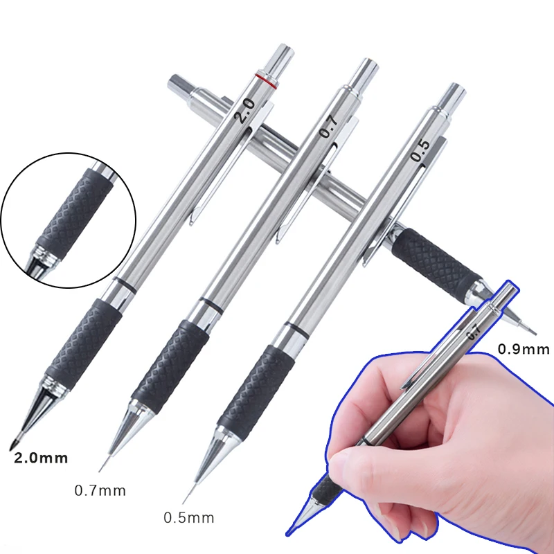 6Pcs Metal Mechanical Pencil with pencil grip Leads Art Drawing Design ...