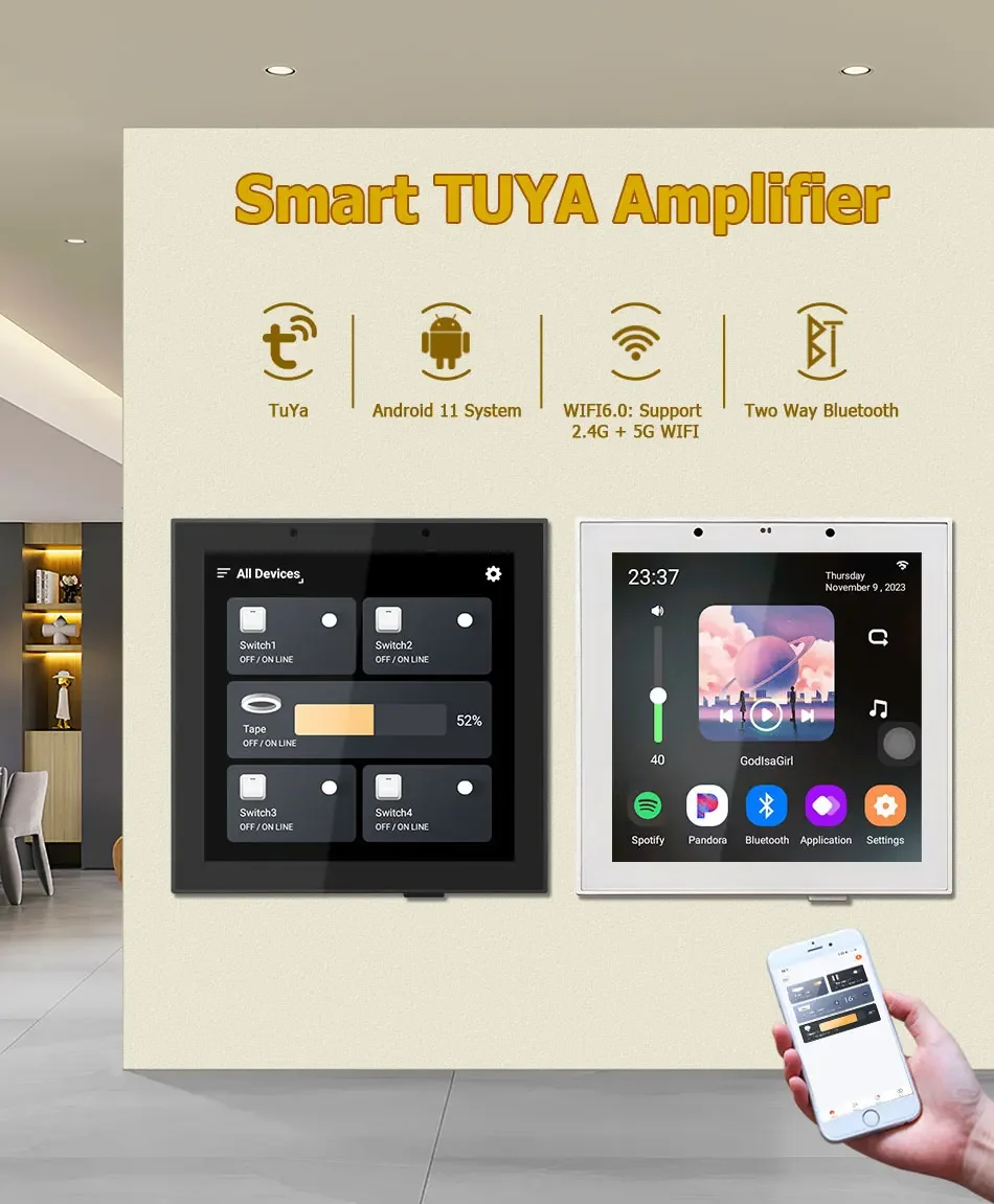 Smart Home Wall Amplifier Android 11 System 8ohm 4 Inch Tuya WiFi ...