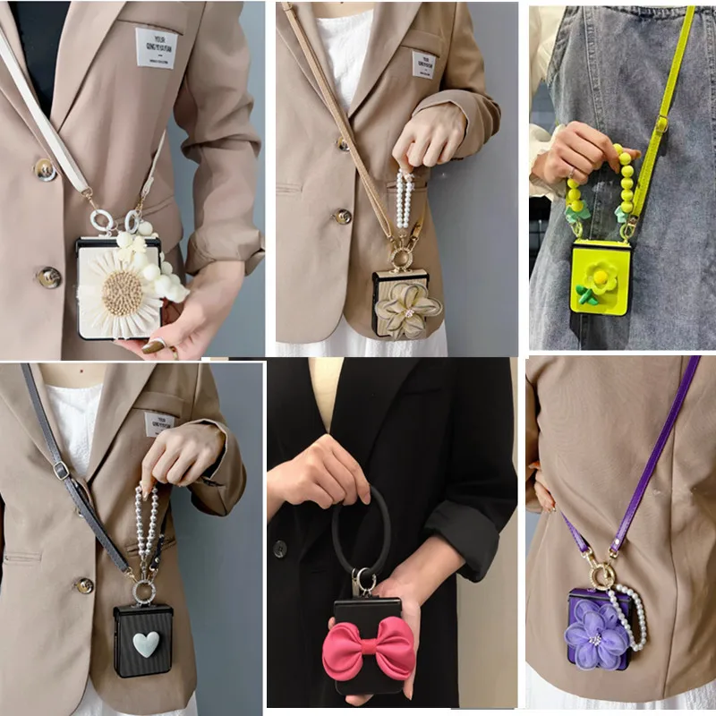 Diy-Cute-Flower-Pearl-Crossbody-Chain-Ring-Leather-Case-For-Motorola ...