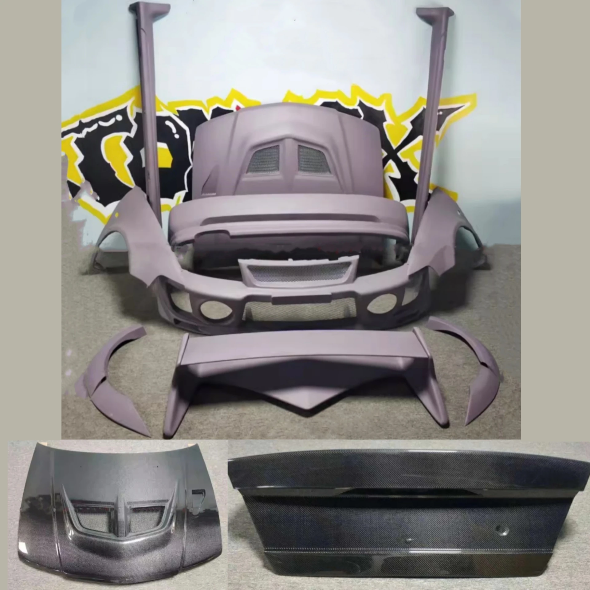 Front-Rear-Bumper-Side-Skirt-Carbon-Fiber-Engine-Hood-for-Lioncel ...