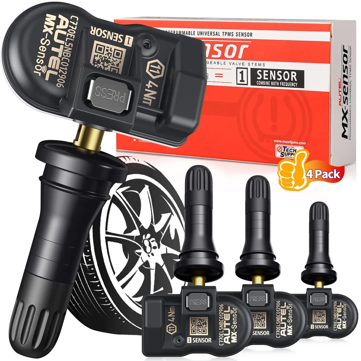 Autel TPMS Sensor MX-Sensor 2in1 315MHz + 433MHz Tire Replacement ...