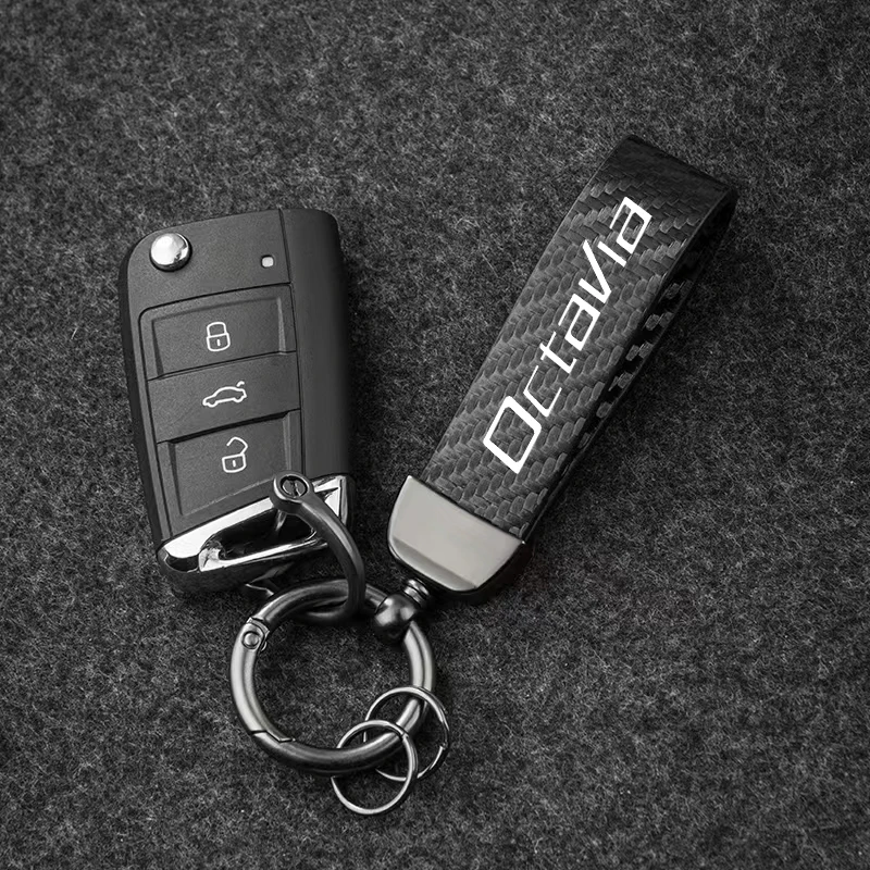 Keychain-Carbon-Fiber-Car-Zinc-Alloy-Keyrings-Luxury-for-Skoda-Octavia ...