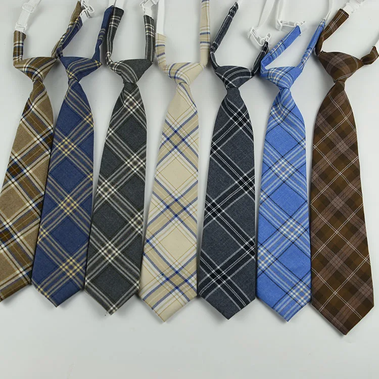 Women-Plaid-JK-Neck-Tie-Girls-Lazy-Skinny-Slim-Cute-Necktie-Plaid ...