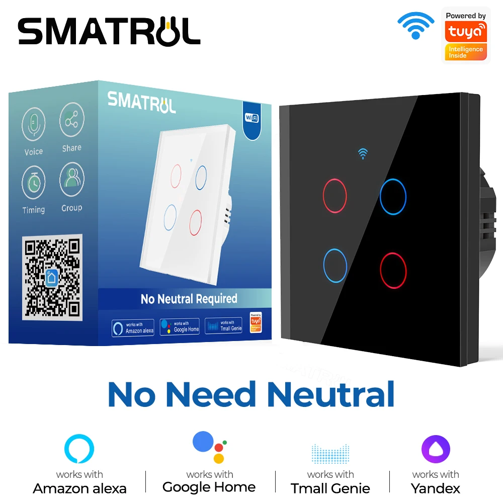 SMATRUL-Tuya-WiFi-Touch-Smart-Switch-Light-Without-No-Neutral-Wire-EU-2 ...