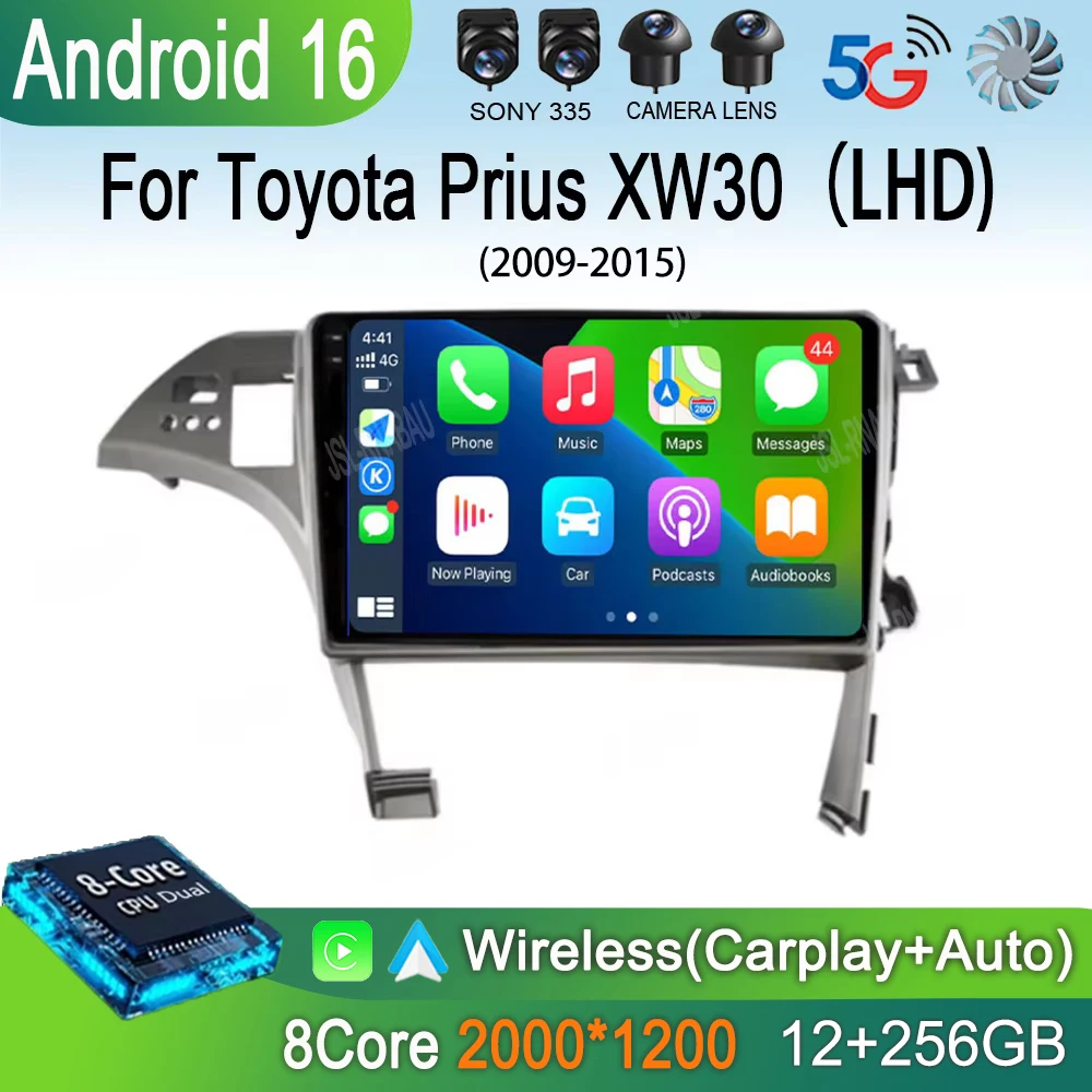 10" Android 16 Player For Toyota Prius XW30 2009 2010 2011 2012 2013 ...