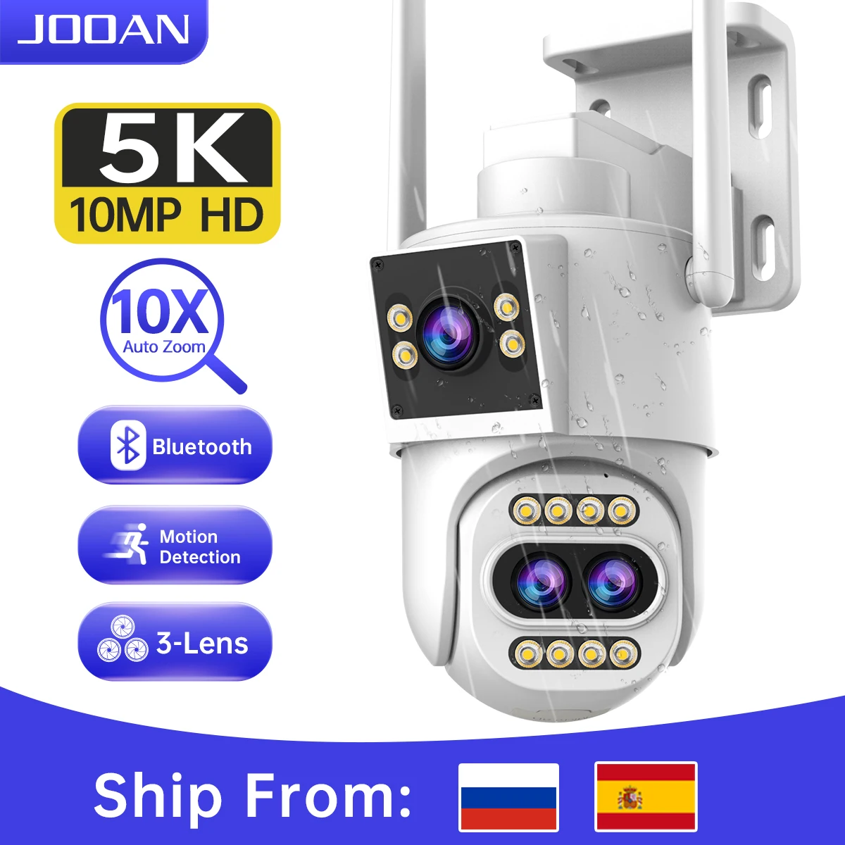 JOOAN-5K-3K-WiFi-IP-Camera-Outdoor-10x-Zoom-Three-Lens-Dual-Screen-PTZ ...