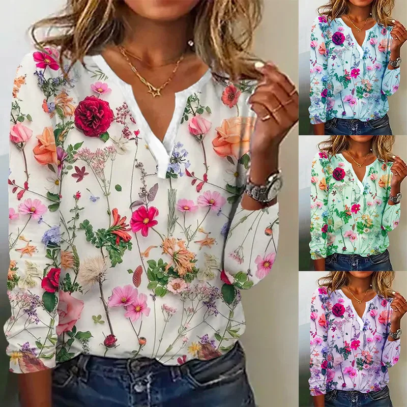 2023 Summer New Wide Digital Printing V neck Long Sleeve T shirt 5XL| | - AliExpress