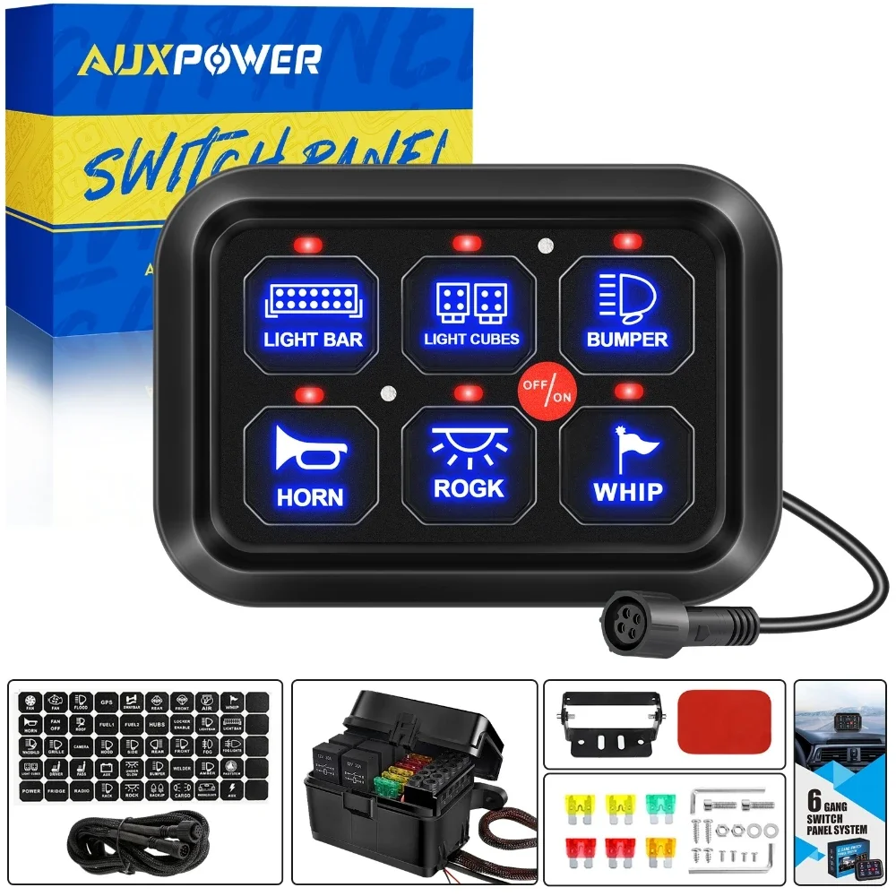 6-gangs-On-Off-Control-Switch-Panel-Universal-Power-System-LED ...