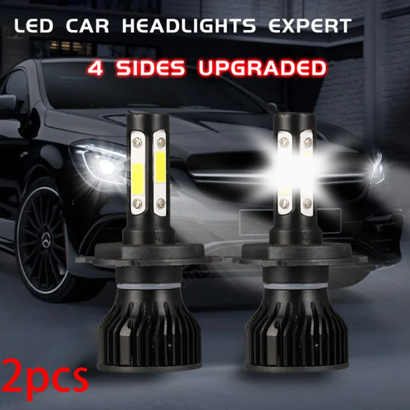 Upgrated-2pcs-LED-Car-Headlights-H7-H11-9005-9006-9004-9007-360-4-Sides ...