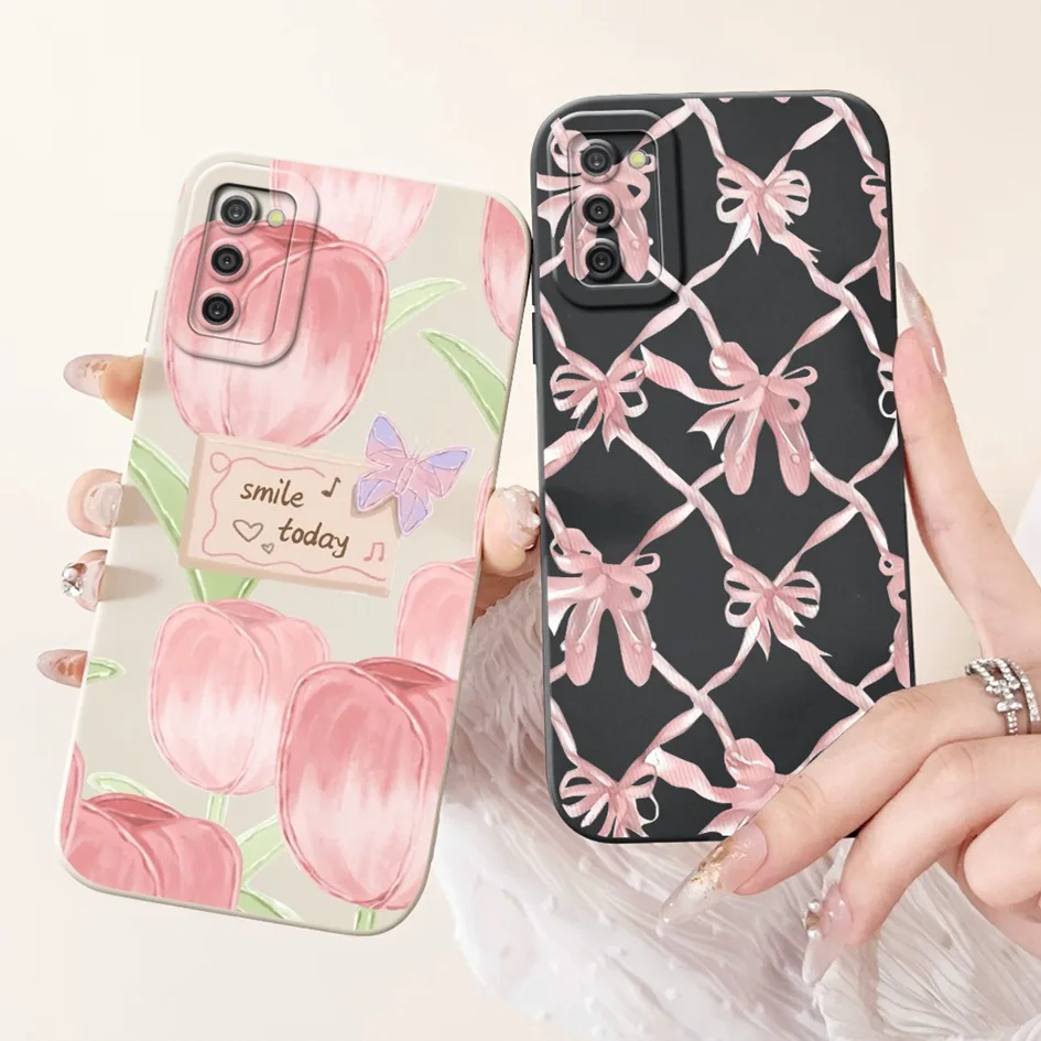 Case For Samsung Galaxy A03S Cover New Fashion Bowknot Soft Silicone ...