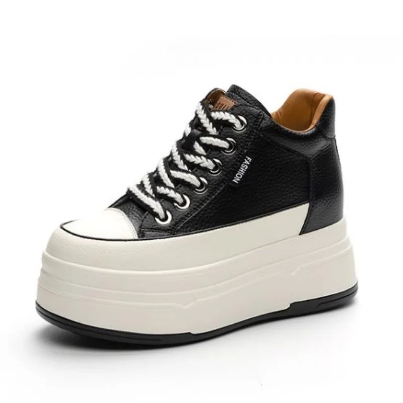 9CM-Cow-Suede-Genuine-Leather-Women-Vulcanized-Shoes-Platform-Wedge ...