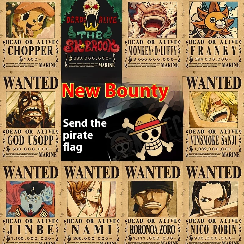 One-Piece-Wanted-Reward-Order-Poster-Luffy-Straw-Hat-Group-Four-Emperors-Seven-Martial-Seas ...