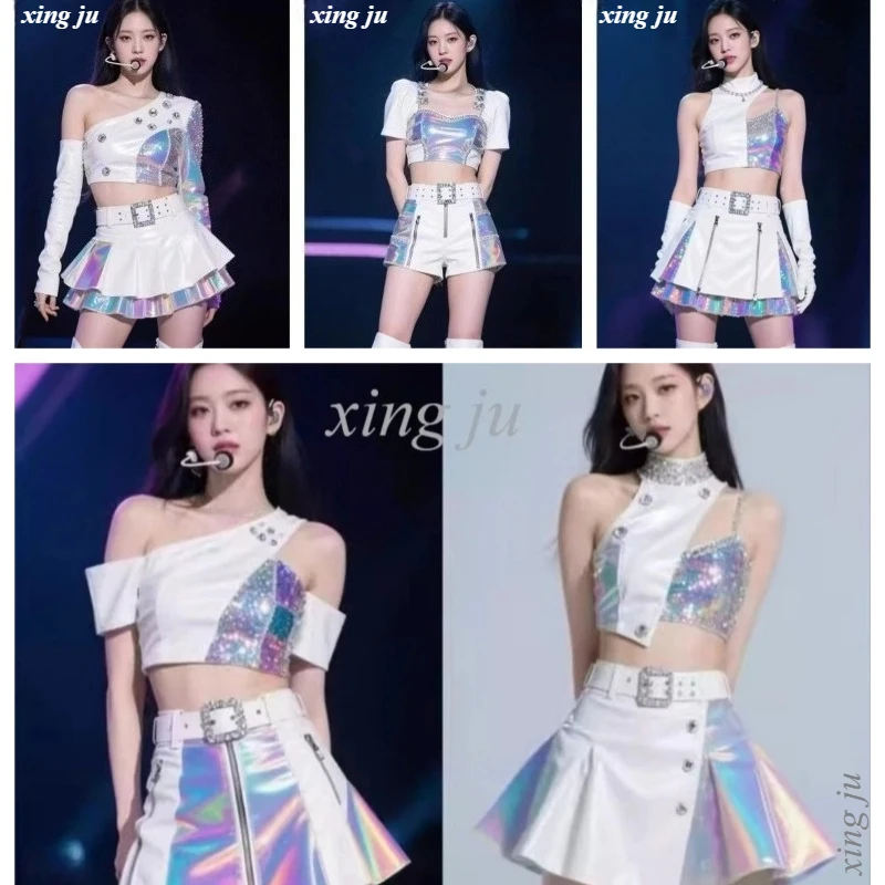 Xing Ju Korean Group White Halter Crop Tops Sexy DJ Skirts Tight Shorts ...