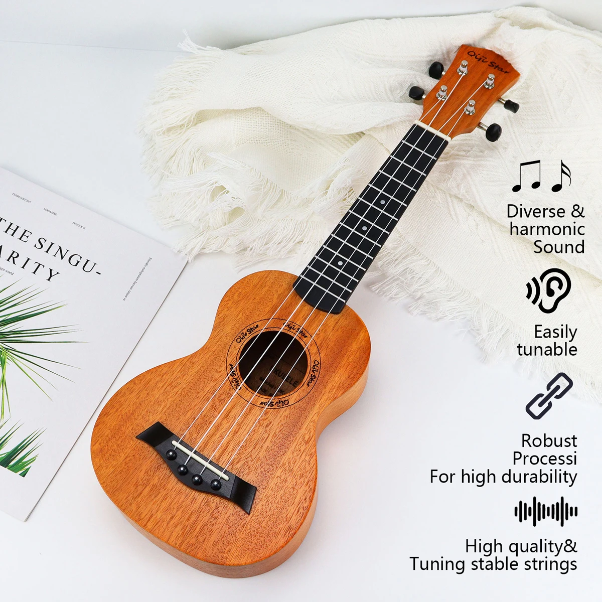 Ukulele Havaiano em Mogno Natural de 21 Polegadas - Perfeito para ...